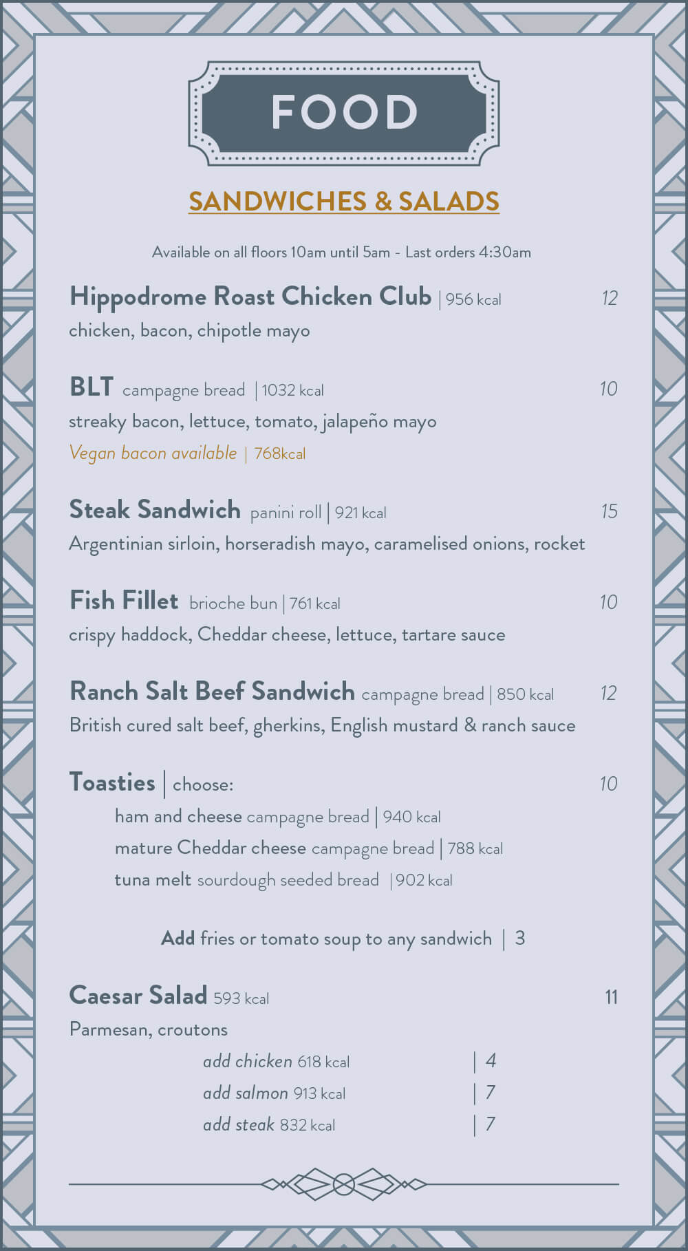 Great Food All Day - 24 Hour Menu – Hippodrome Casino