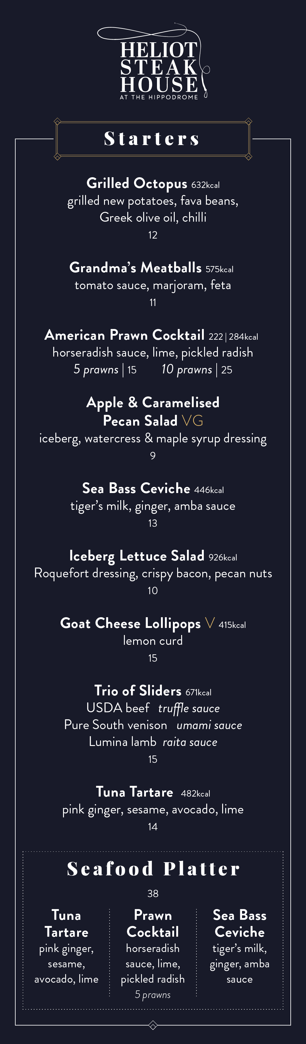 Heliot Steak House Menu – Hippodrome Casino