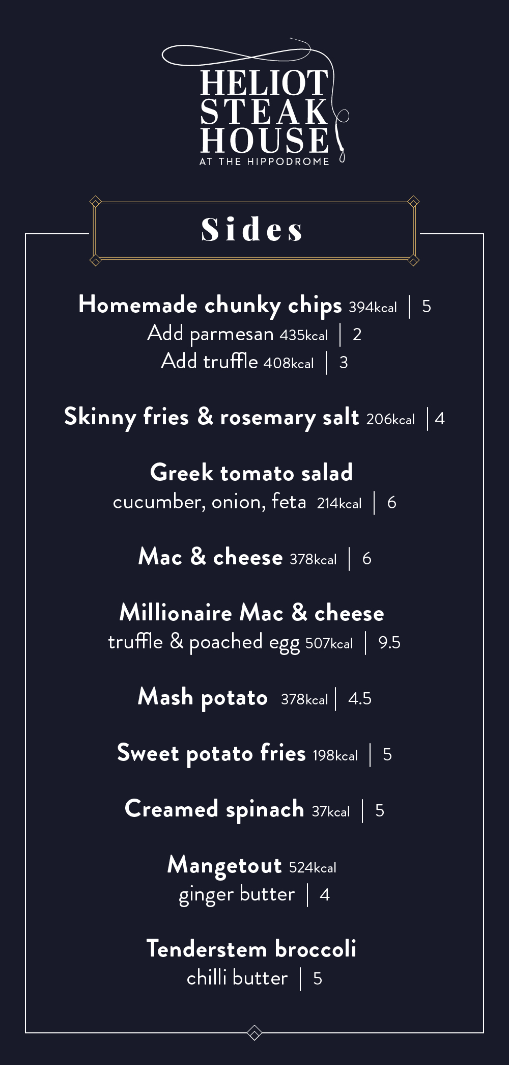 Heliot Steak House Menu – Hippodrome Casino